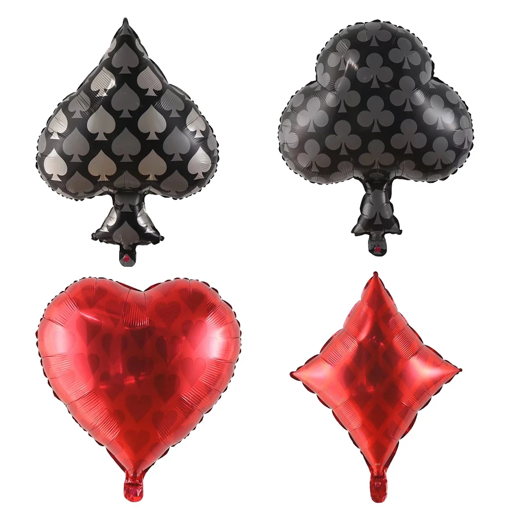 4Pcs Playing Cards Foil Balloon Casino Theme Helium Ballons Squares ...