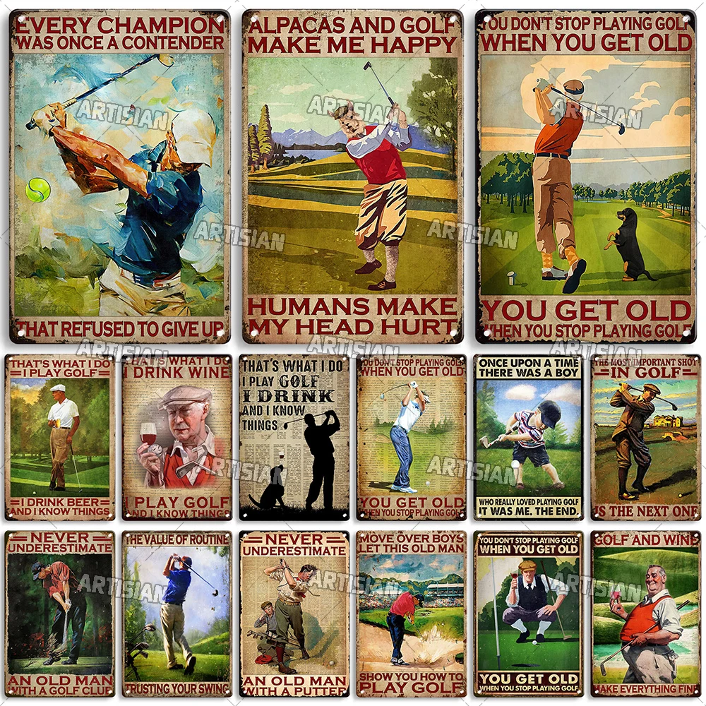 Artisian Golf Golfer Metal Sign Sport Tin Plaque Vintage Decorative ...
