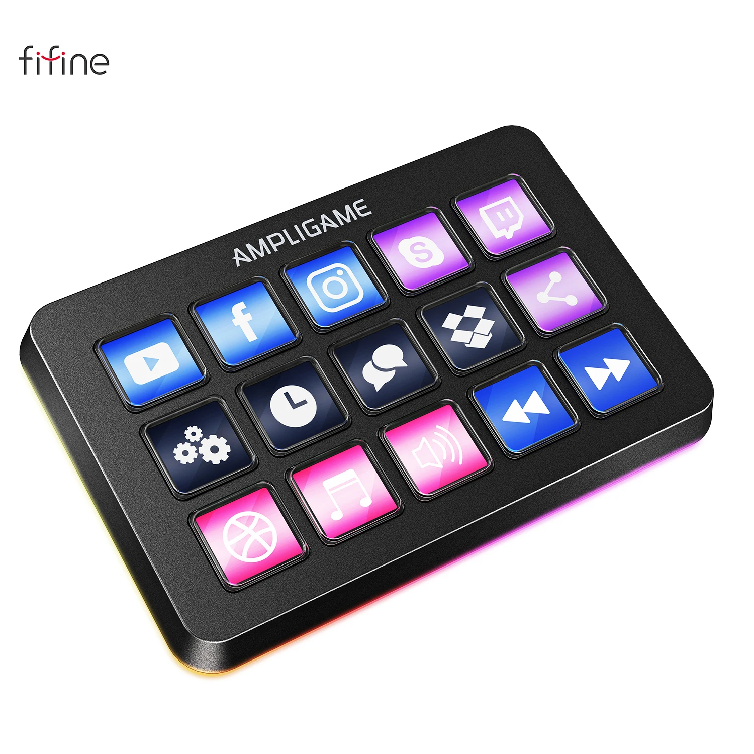 FIFINE-Stream-Controller-with-15-Macro-Keys-Streaming-Deck-with-Trigger ...