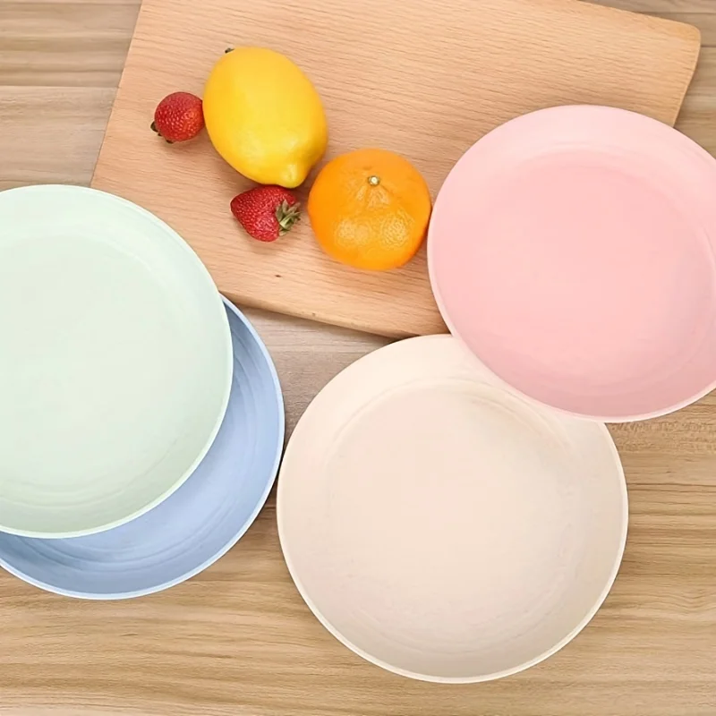 4-8Pcs-Eco-Friendly-Biodegradable-Unbreakable-Dinner-Plates-Set-Wheat ...