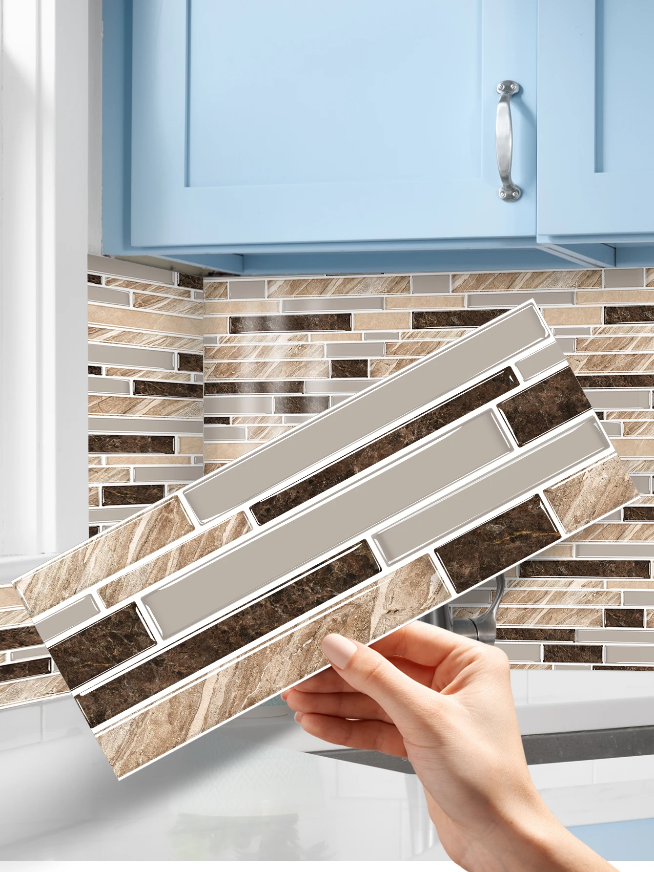 12PCS Classic Marble Crystal Gloss Kitchen Stickers Waterproof Oil ...