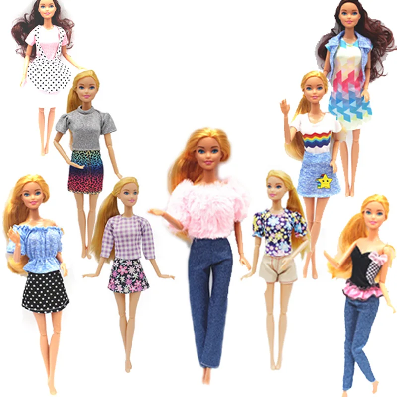 Fashion-Doll-Clothes-Set-For-Barbie-Outfits-Top-Shirt-Skirt-Shorts ...