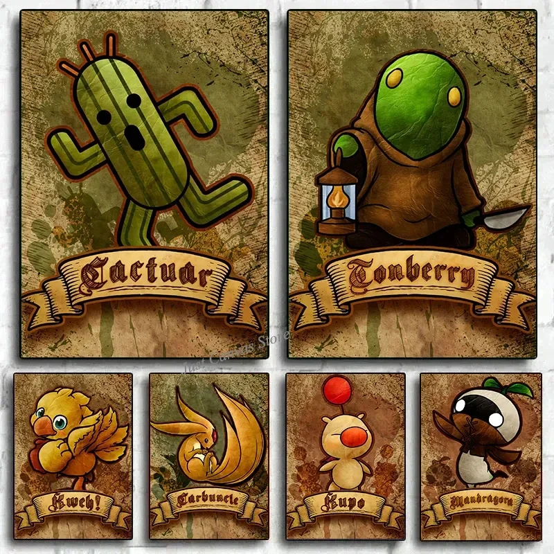 Arte-de-pared-abstracto-cl-sico-videojuego-Final-Fantasy-Cactus-HD-p ...