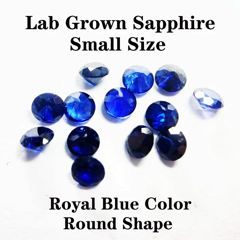 Lab Grown Sapphire Round Shape Royal Blue Color Small Size Gemstones ...