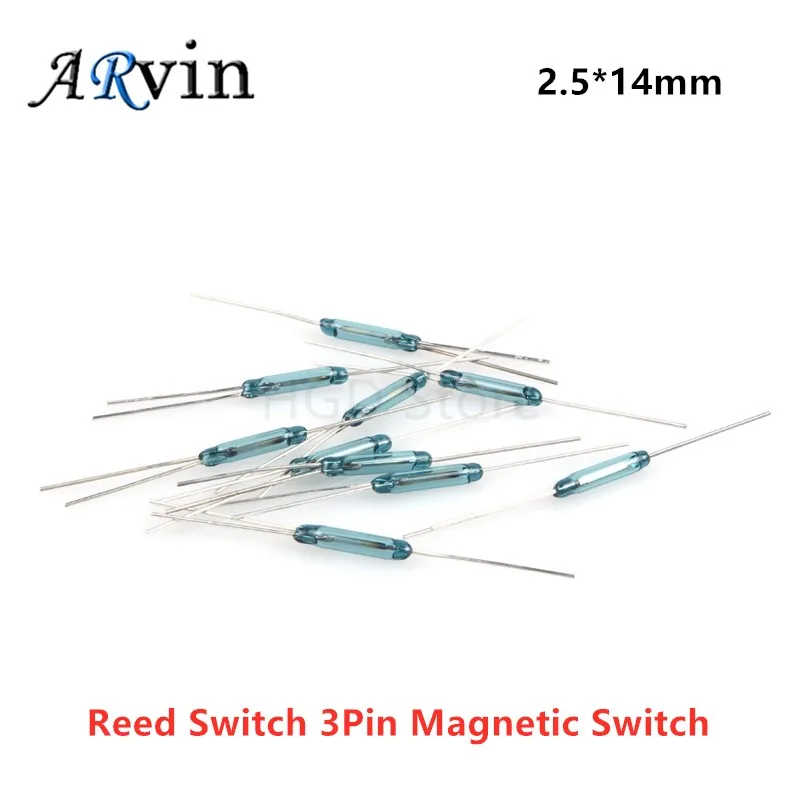 5Pcs-Reed-Switch-3Pin-Magnetic-Switch-2-5-14mm-Normally-Open-Normally ...