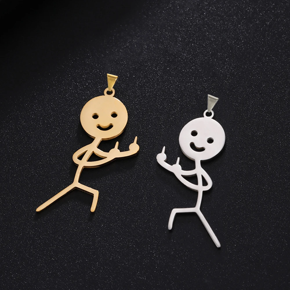 EUEAVAN-5pcs-Funny-Middle-Finger-Stickman-Keychain-Necklace-Pendant ...