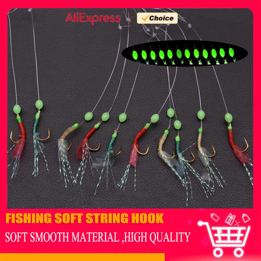 Mrlurion 5bags 10hooks a bag Fishing Wobbler Sabiki Bait Fishing Hooks ...