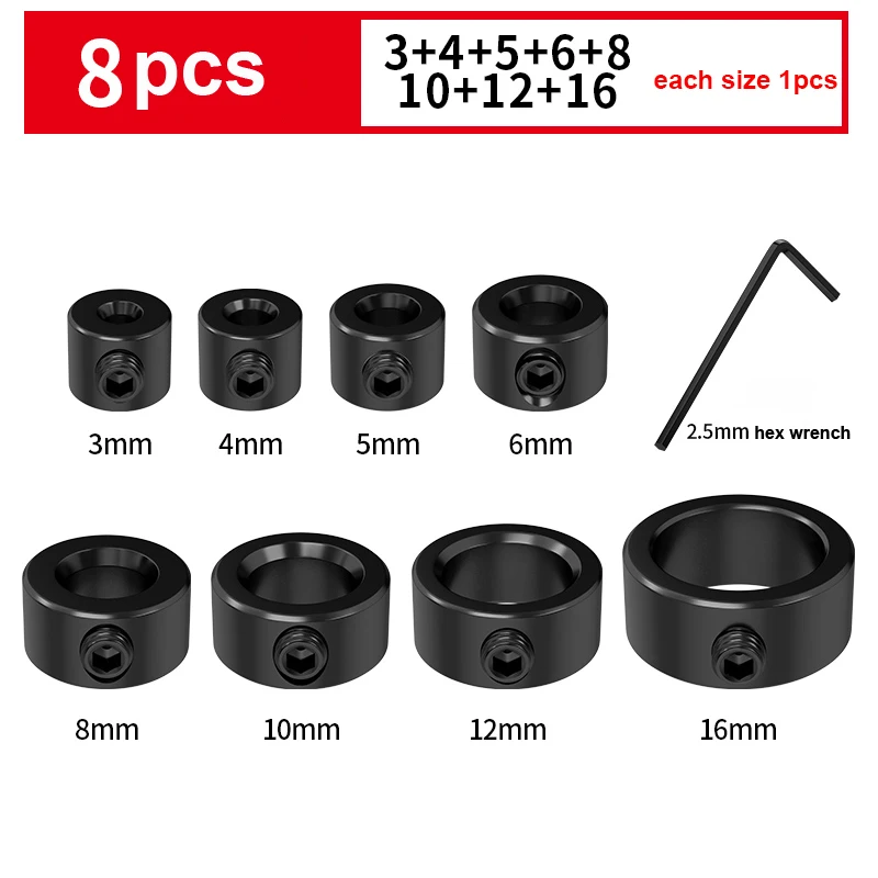 8pcs-3-16mm-Drill-Limiter-Rings-Set-Drill-Bit-Depth-Stop-Collar ...
