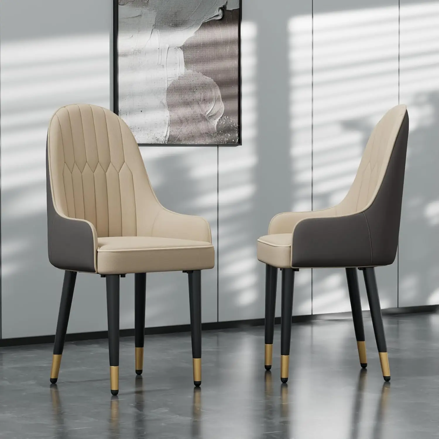 Set of 2 : Microfiber silicone leather Upholstered Dining Chairs ...