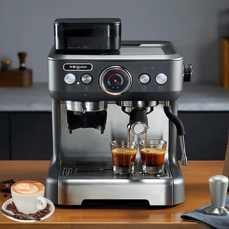 Máquina de café semiautomática con molinillo, bomba de 20bar, vapor a presión, leche, capuchino ...