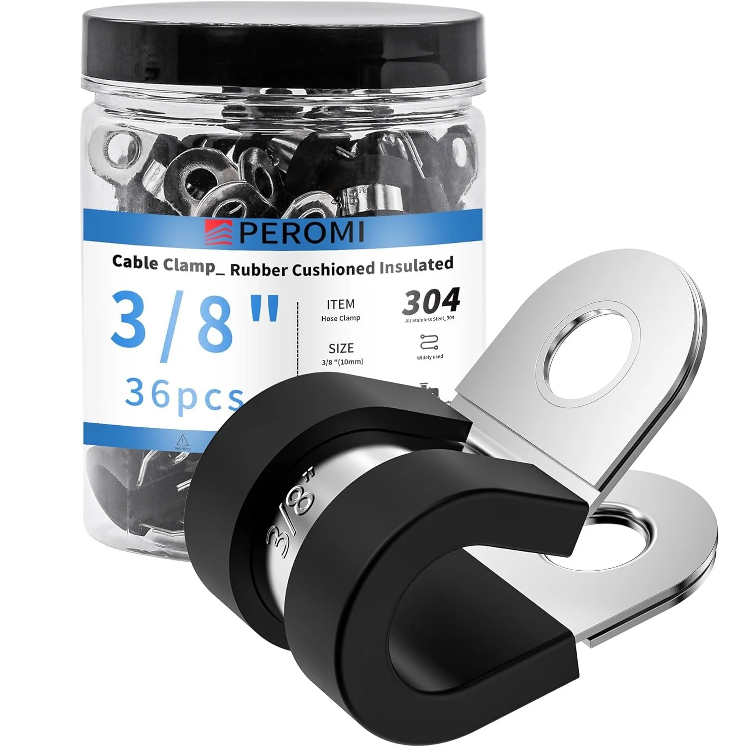 36-24Pcs-Stainless-Steel-EPDM-Rubber-Lined-P-Clips-Clamps-3-4-Inch-R ...