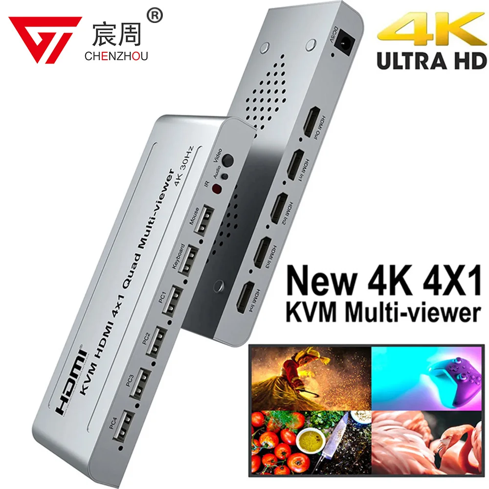 KVM-HDMI-4X1-Quad-Multi-Viewer-Switch-4-en-1-out-Vedio-Processor-Screen ...