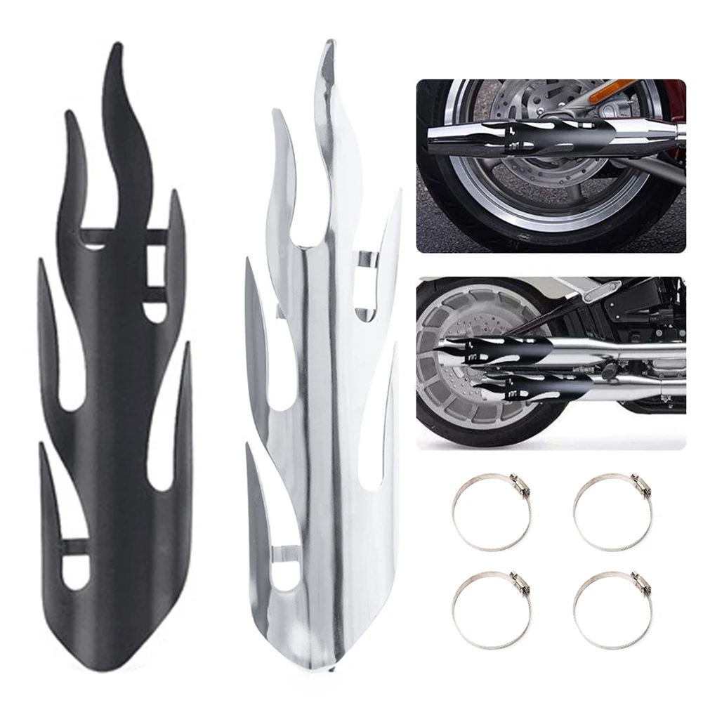1PC-Retro-Flame-Style-Motorcycle-Exhaust-Muffler-Pipe-Heat-Shield-Cover ...