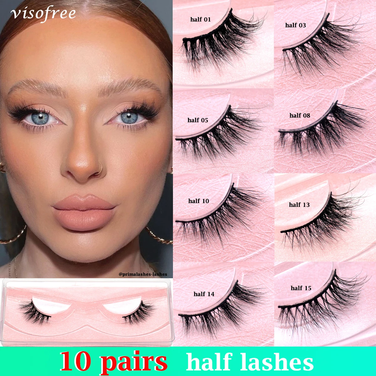 Wholesale Half Mink Lashes 10 Pairs Visofree Half Lashes Natural False ...