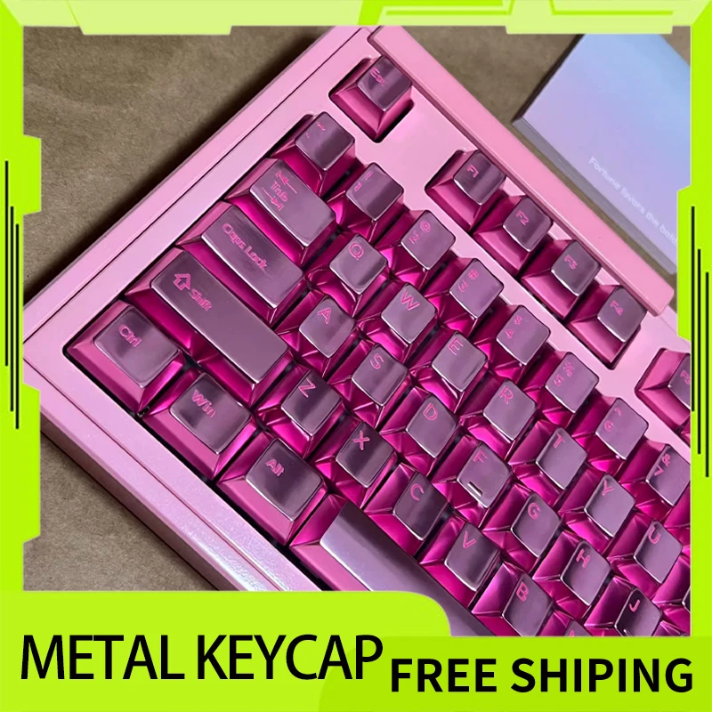 Metal-Keycaps-87keys-Kirsite-Silver-Pink-Cherry-Profile-Ergonomics-Customized-Gaming-Keycaps ...