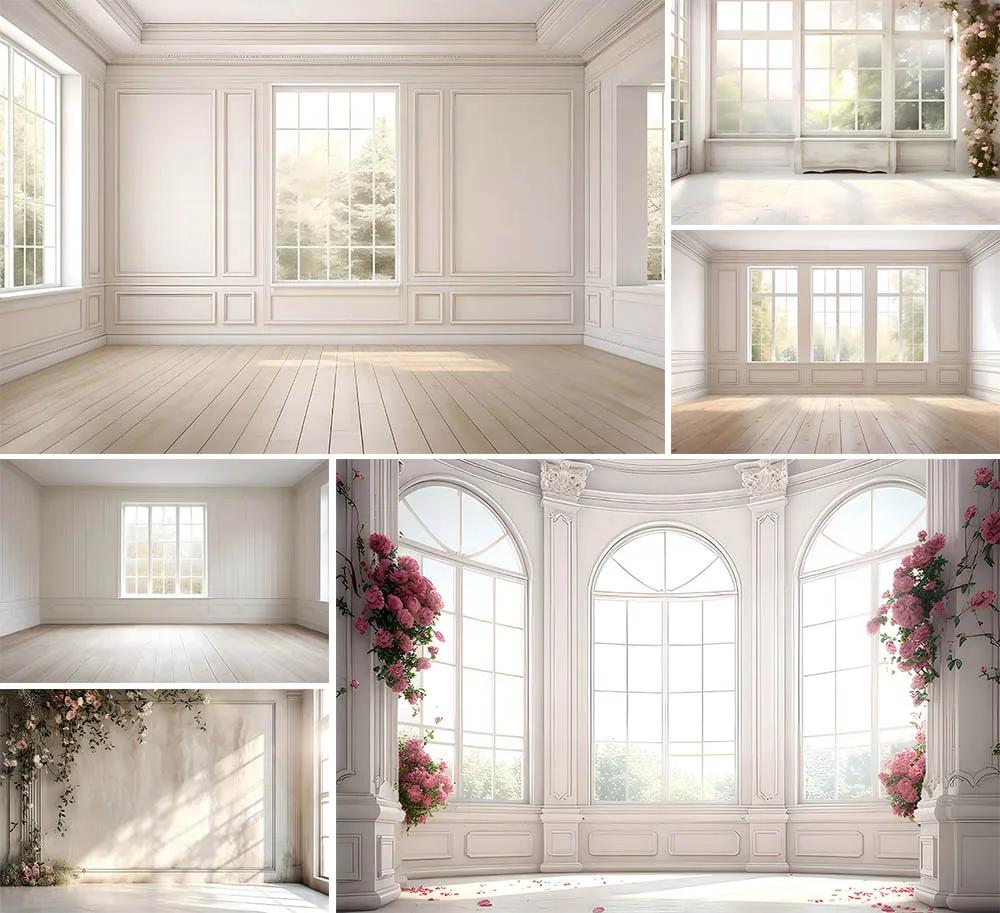 Mehofond White Wall Photography Backdrop Room Window Interior Classic ...