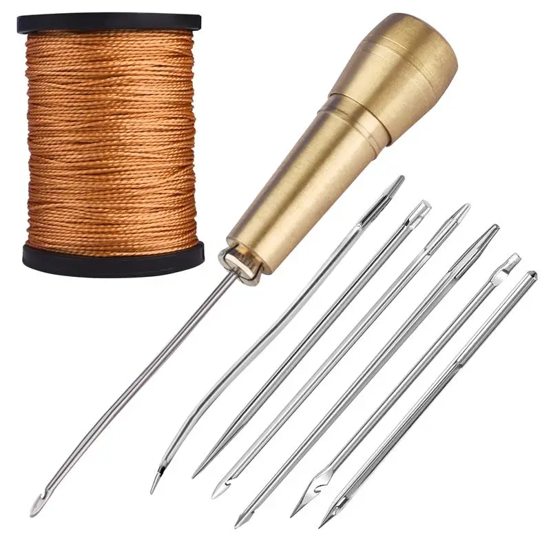 Leather-Sewing-Kit-DIY-Leather-Sewing-Awl-Needle-With-Copper-Handle-Set ...