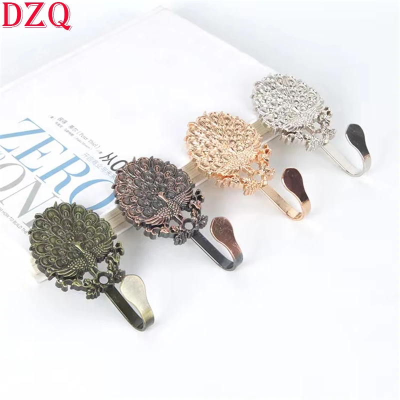 2 Pieces Metal Chinese Retro Peacock Curtain Hooks European Hollow ...