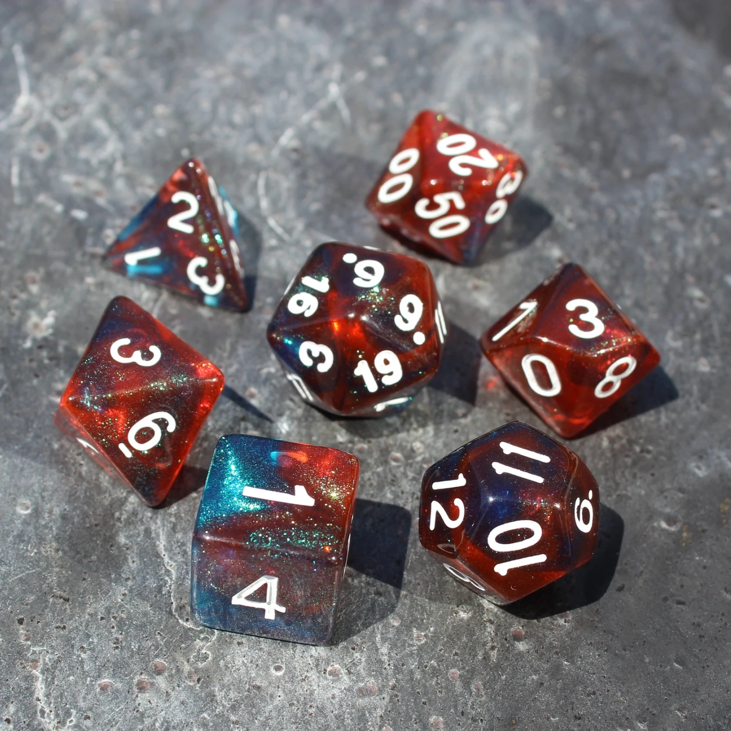 7Pcs-Set-Red-and-Blue-Galaxy-Starry-Sky-Dice-for-DND-Dungeons-and ...