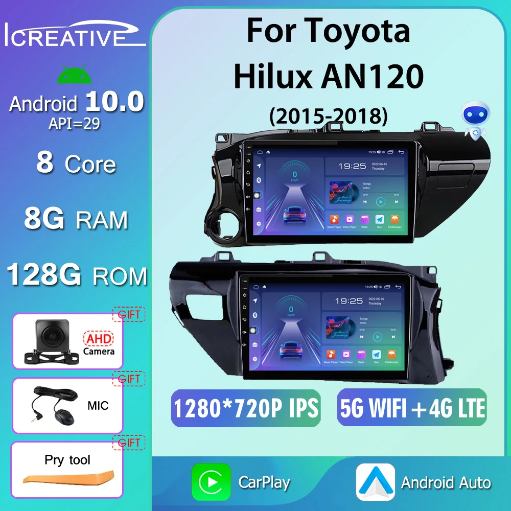 Toyota Hilux AN120 için T13 GPS araba Android radyo multimedya oynatıcı ...