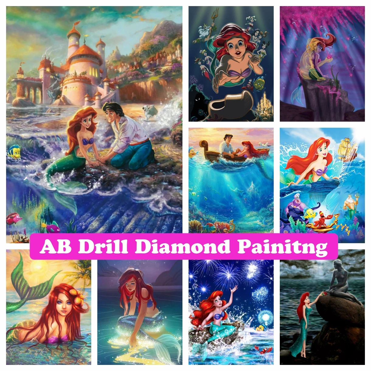 Disney-a-pequena-sereia-diamante-pintura-desenhos-animados-princesa ...