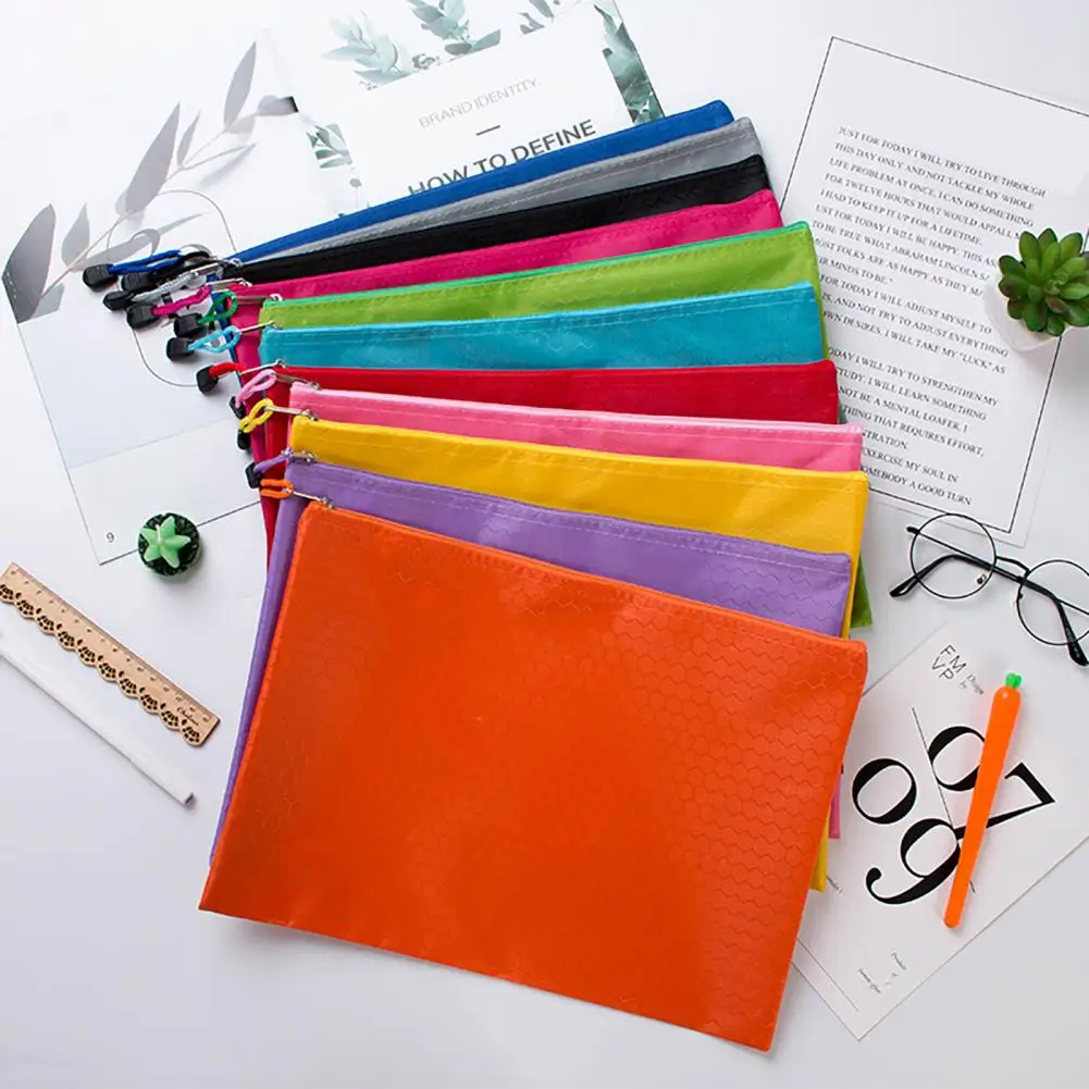 33.5*23.8cm Oxford Cloth File Bag With Zipper Large Capacity Waterproof ...