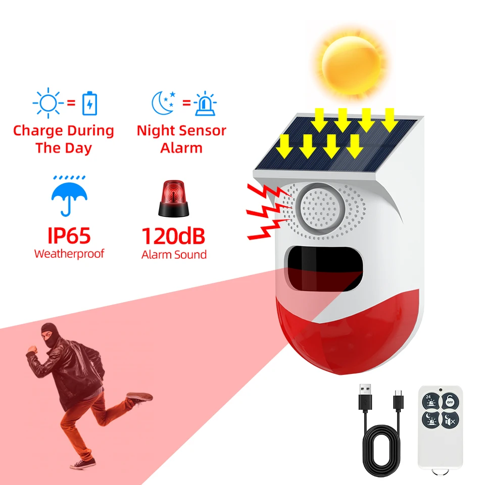 Outdoor Motion Detector Siren Buy Wireless 433MHZ Solar Siren With PIR