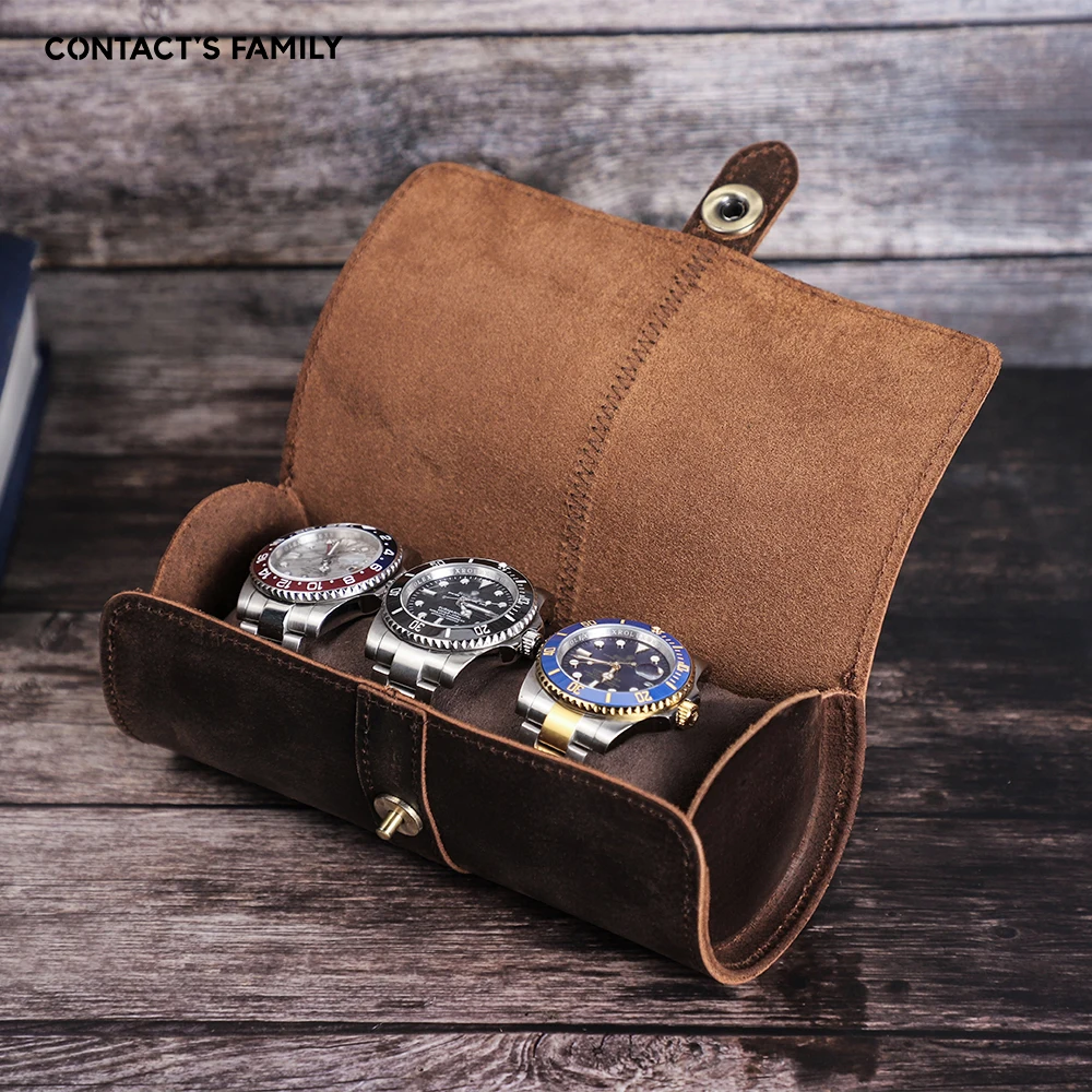 CONTACT-S-FAMILY-Luxury-Handmade-Watch-Roll-Box-Organizer-3-Slots-Watch ...