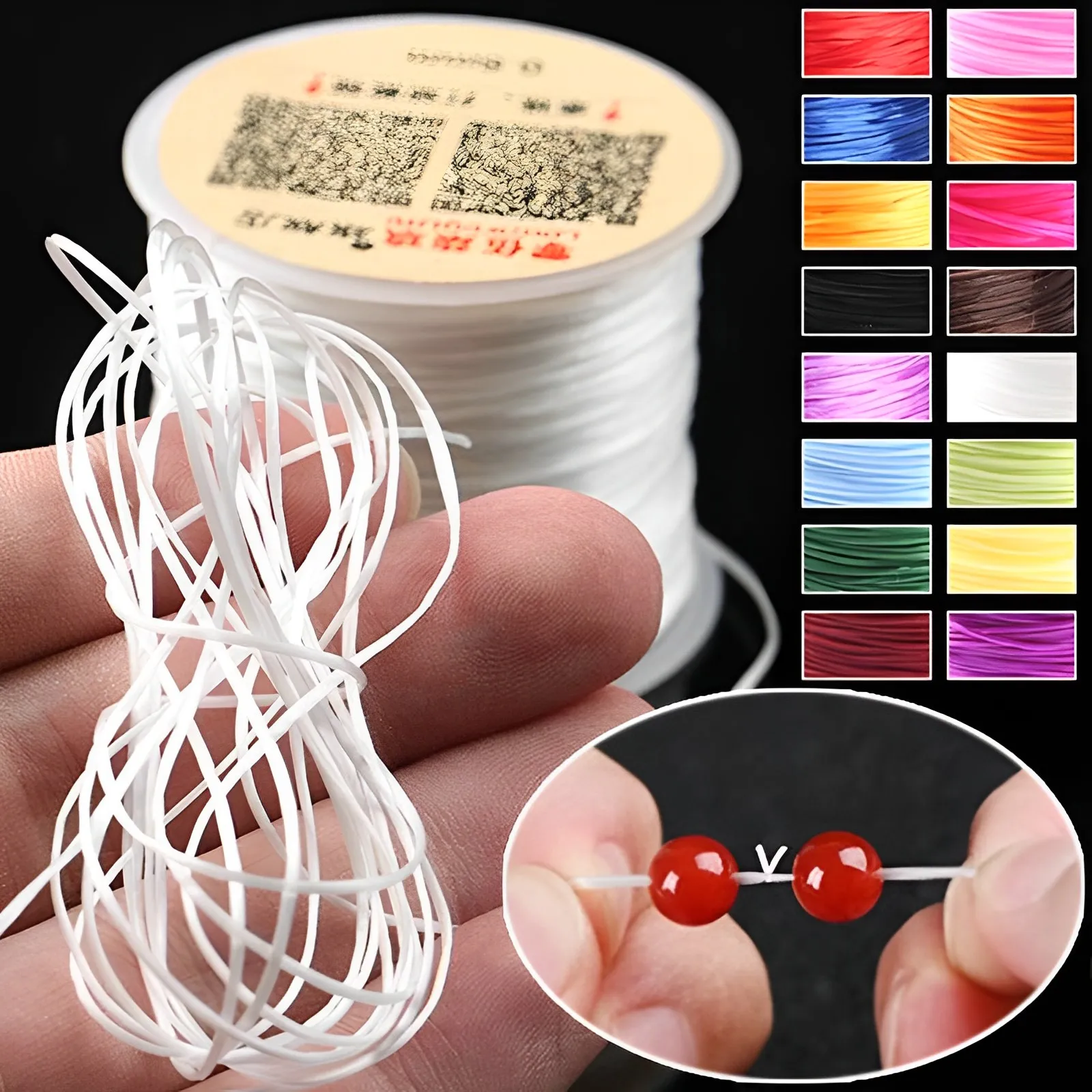 100M-Roll-Strong-Elastic-Crystal-Beading-Cord-1mm-for-Bracelets-Stretch ...