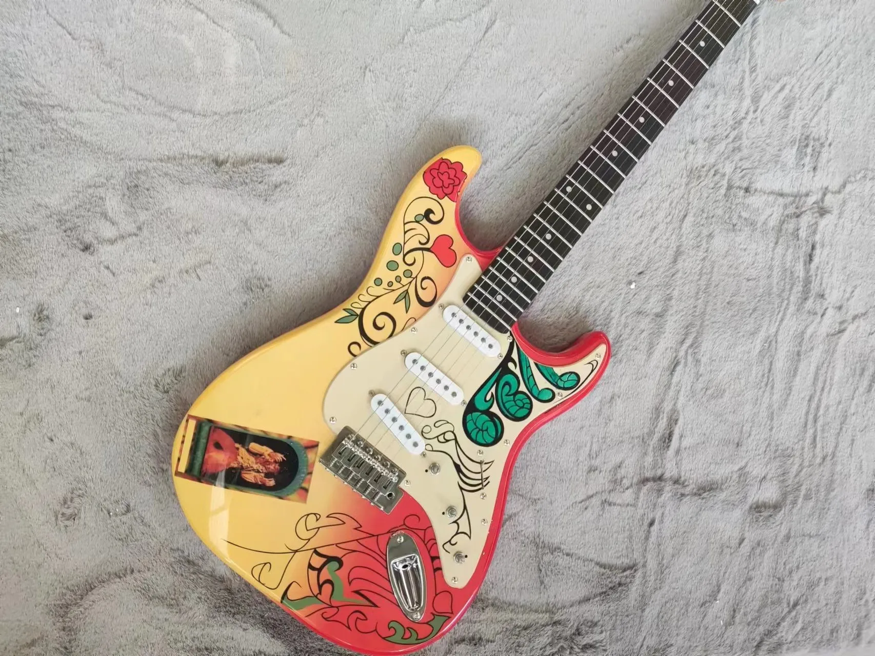 Custom-Red-Jimi-Hendrix-Monterey-Electric-Guitar-Rosewood-Fretboard ...