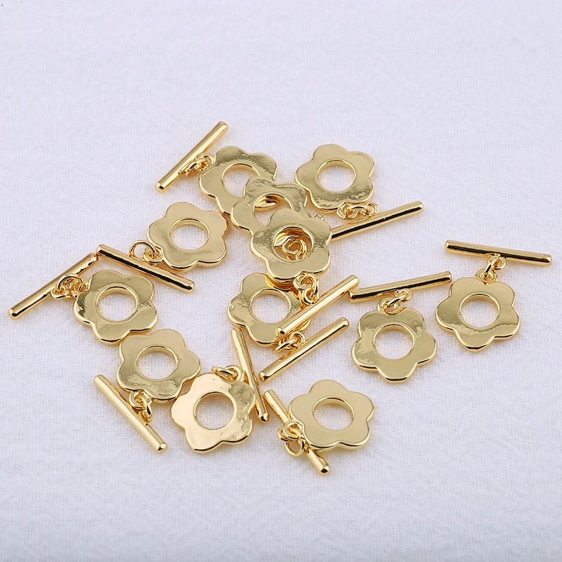 18K Real Gold Plated Copper Plum OT Clasp Bracelet Necklace Finishing ...