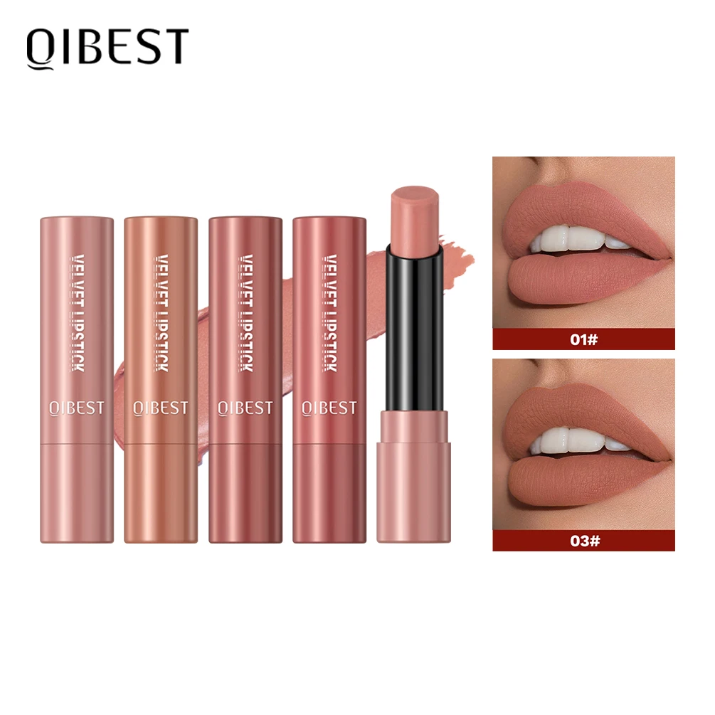 QIBEST-Nude-Lipstick-Matte-Lip-Gloss-High-Pigment-Makeup-Classic-Sexy ...