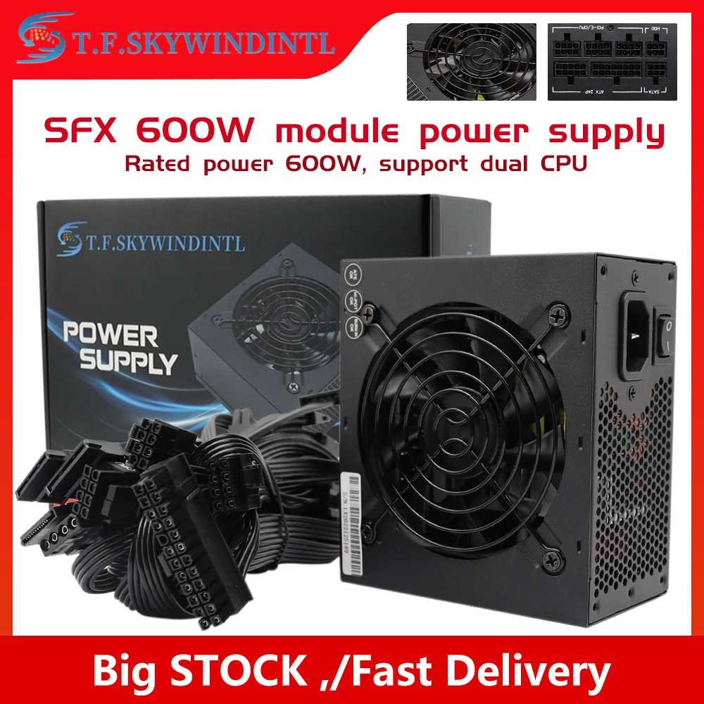 T.F.SKYWINDINTL Modular Computer Gaming SFX 600W PC Power Supply SFX ...