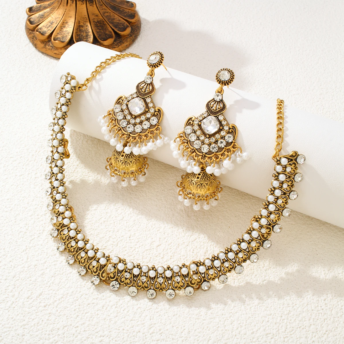 Boho-Ethnic-Gold-Color-Dangle-Earrings-Necklace-Set-Luxury-Jhumka ...