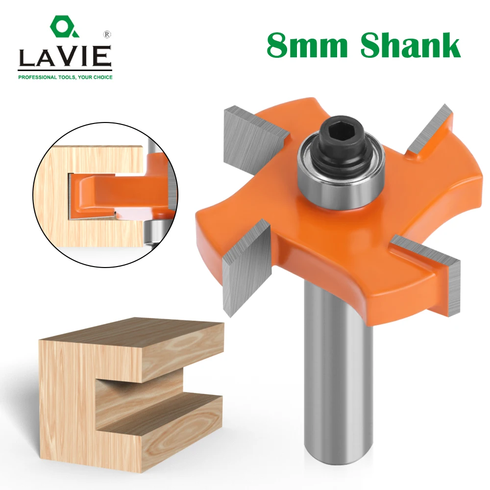 LAVIE-1pc-8mm-4-Edge-T-Type-Slotting-With-Bearing-Tool-Router-BitsFor ...