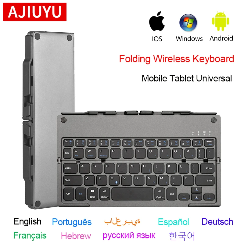 AJIUYU-Mini-Folding-Wireless-Keyboard-with-Stand-For-iPad-Xiaomi-Lenovo ...