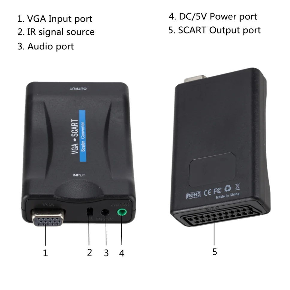 Адаптер VGA-SCART для аудио и видео с дистанционным управлением ...