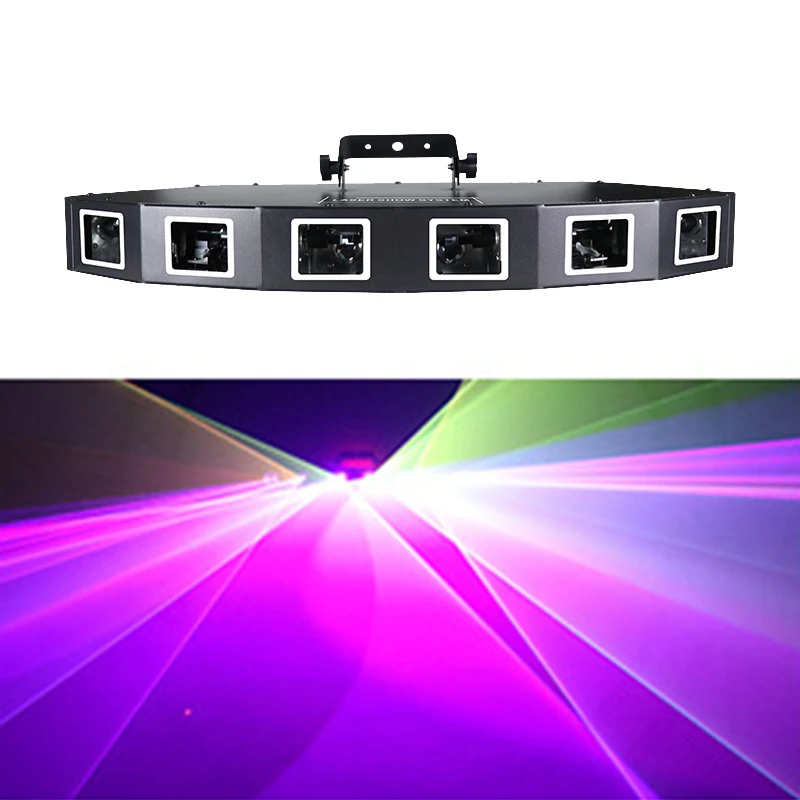 DJ Volle Farbe Laser 6 Augen Fan förmigen Laser Licht DMX Sound Control ...