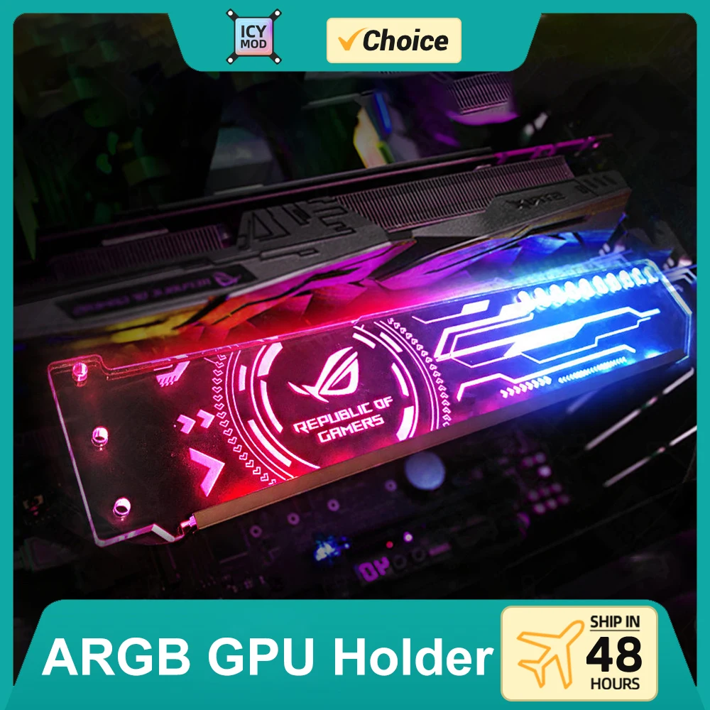 VGA Holder ARGB Transparent Horizontal GPU Bracket Video Card Support ...