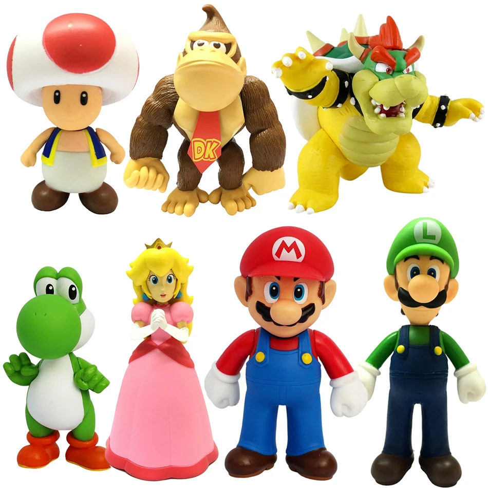 10-14CM-Super-Mario-Bros-PVC-Action-Figure-Toys-Dolls-Model-Set-Luigi ...