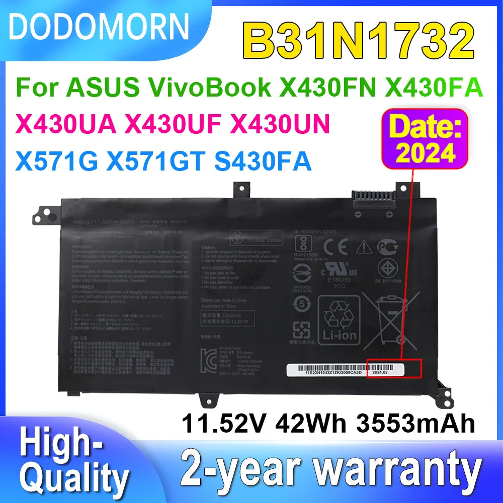 B31N1732-For-ASUS-VivoBook-X430FN-X430FA-X430UA-X430UF-X430UN-X571G-X571GT-X571LH-S14-S430FA ...