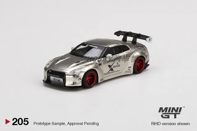 MINIGT-GTR R35 205 GT-R, modelo de coche, Hong Kong Silver LB WK, 1:64