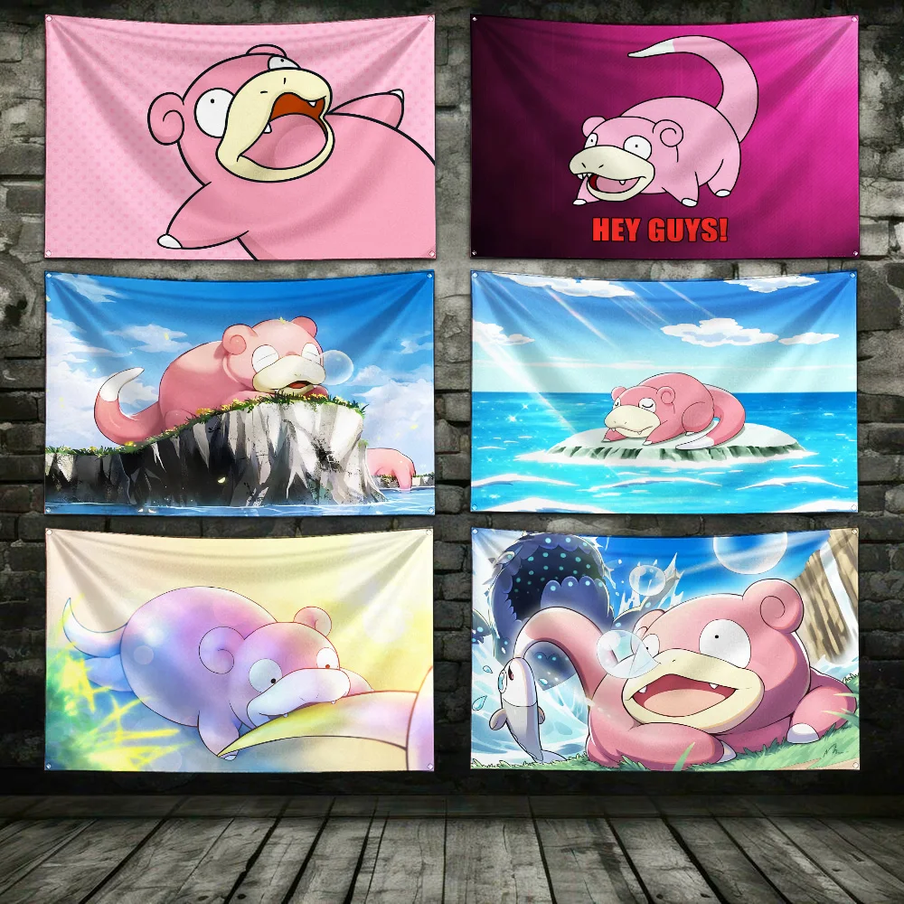 Pokemon-Slowpoke-Cute-Flag-Polyester-Digital-Printing-Banner-for-Garage ...