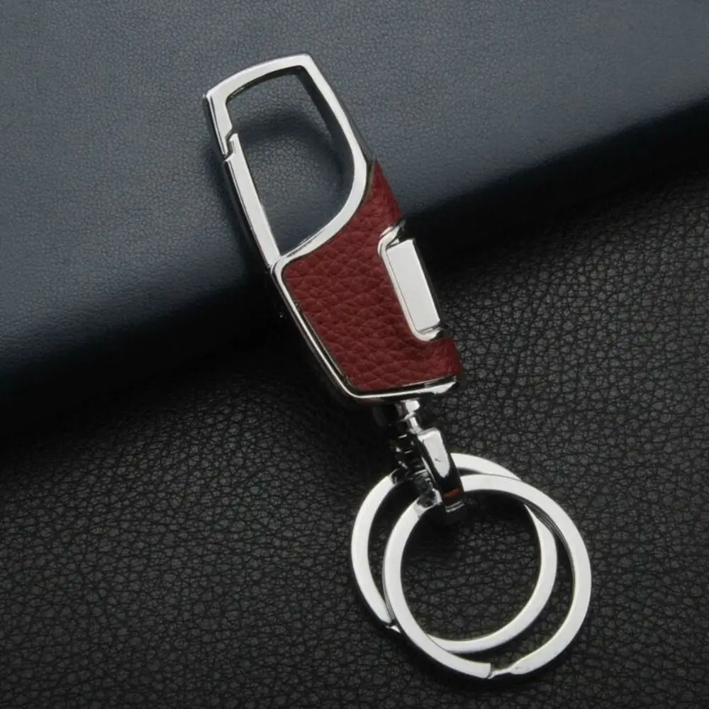 360-Degrees-Car-Keyring-Rotatable-Double-Switch-Leather-Key-Chain-Metal ...