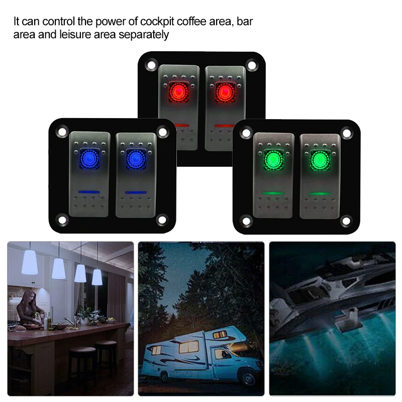 12V-24V-Toggle-Switch-Control-Car-Marine-Boat-2-Gang-Dual-USB-Ports ...