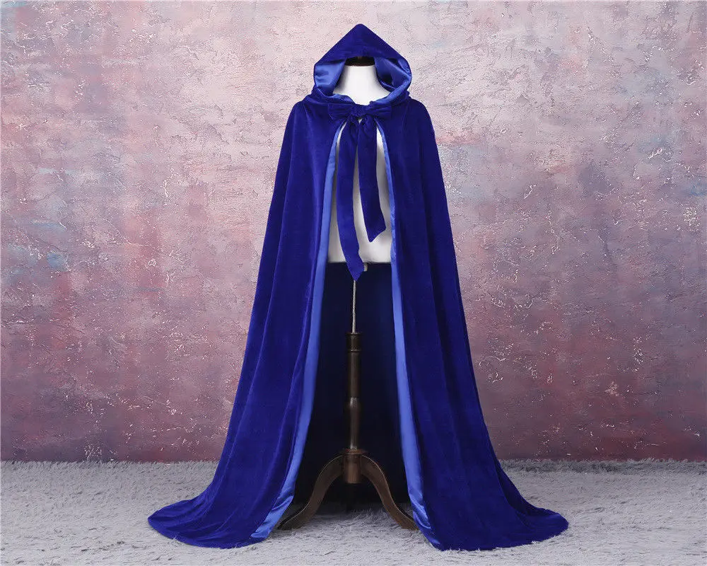 Blue-Velvet-Hooded-Cloak-Bridal-Cloaks-Capes-Floor-Length-Witch-Cloak ...