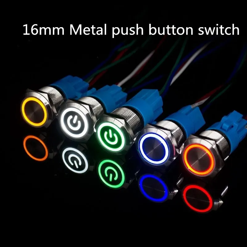 16mm-metal-push-button-switch-ring-lamp-power-symbol-button-Waterproof ...