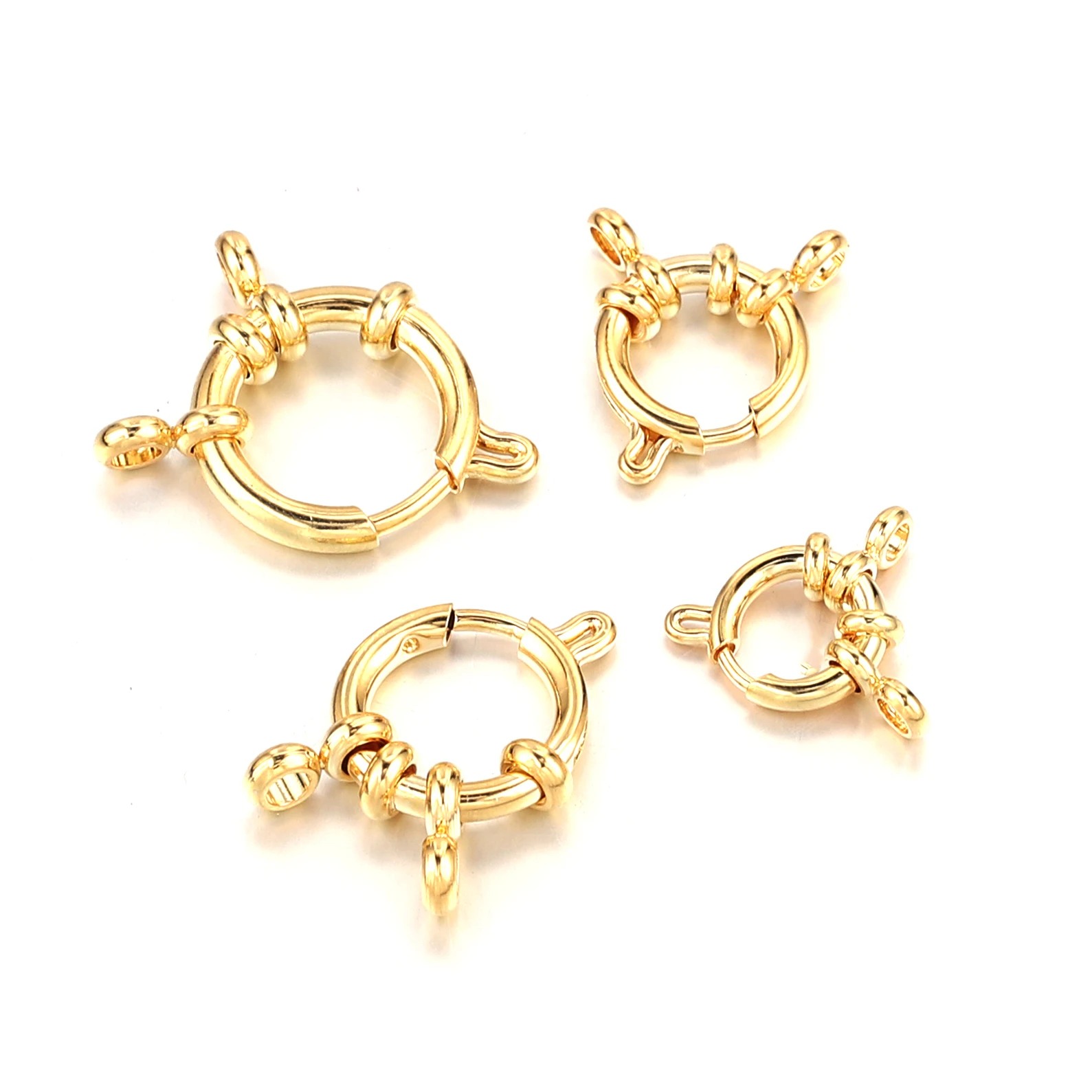 4pcs Stainless Steel Gold Round Spring Clasps Hooks for Bracelet ...