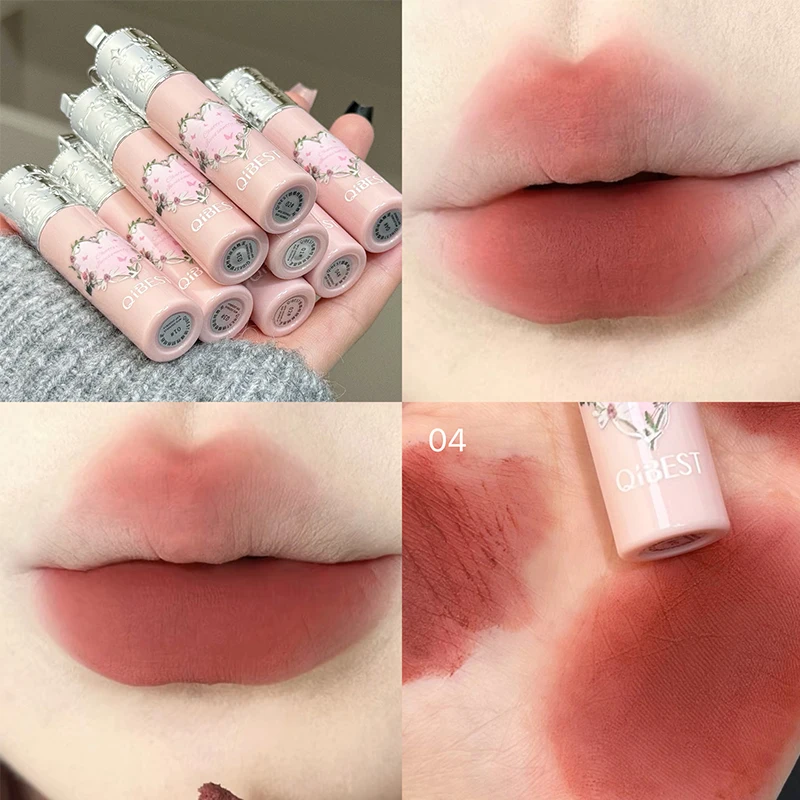 Qibest 4 colores de barro labial de terciopelo con acabado mate, tinte ...
