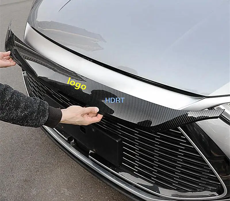 Carbon Fibre Black Garnish Car Front Grille Hood Engine Decor Sticker ...
